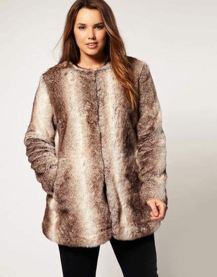 ASOS Curve Collarless Faux Fur Coat | The Curvy Fashionista
