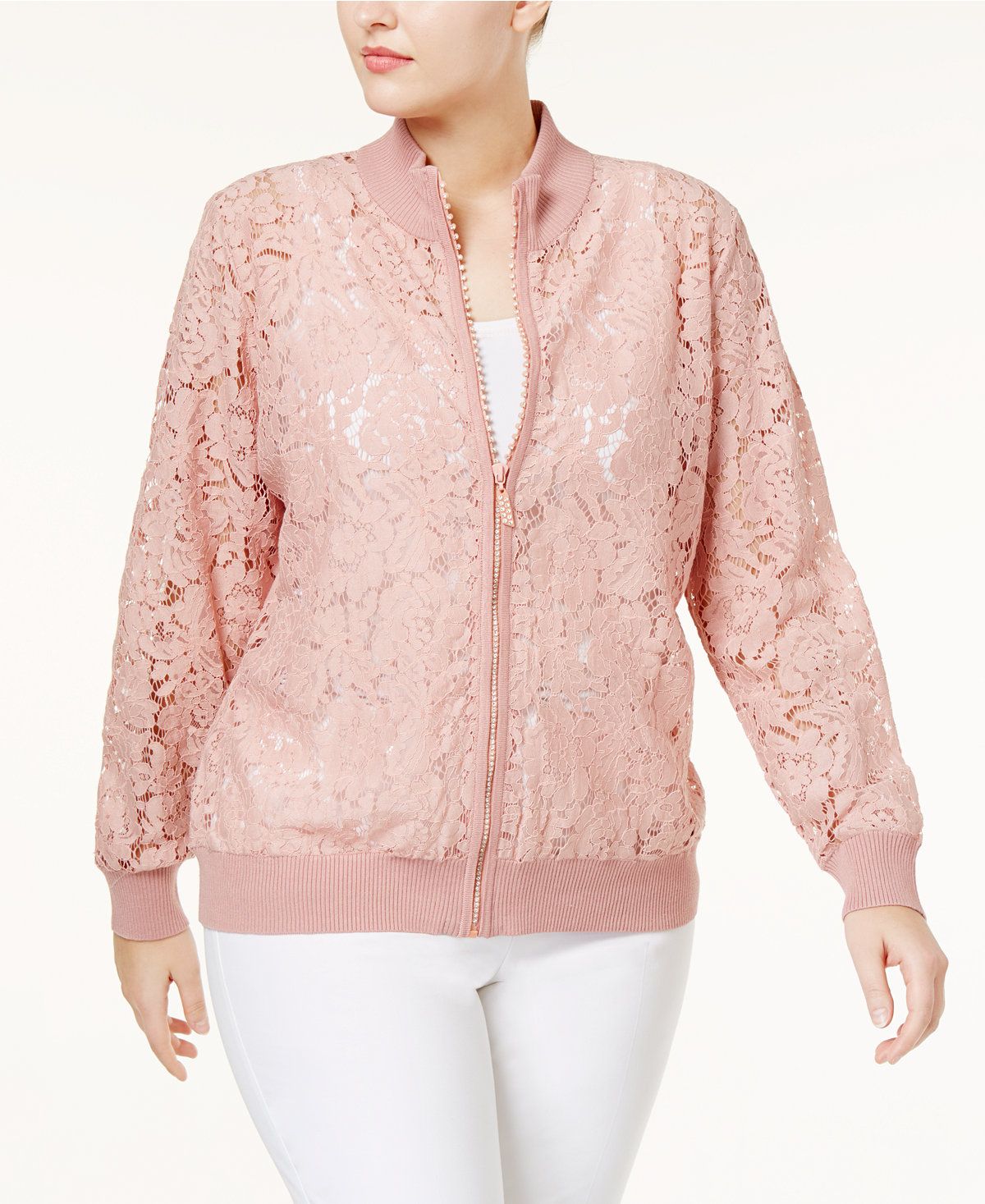 Belldini Lace Bomber Jacket | The Curvy Fashionista