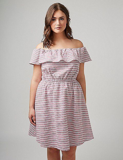 Off-The-Shoulder Striped Dress | The Curvy Fashionista