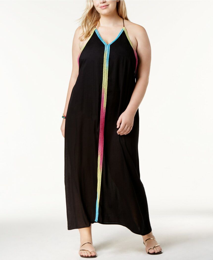 Raviya Plus Size Crochet-Trim Maxi Cover-Up Dress | The Curvy Fashionista