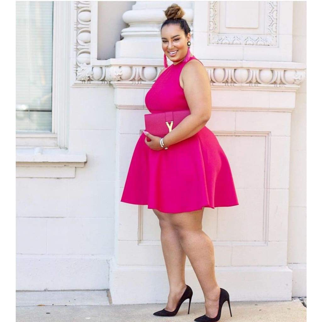 nicole-l-hot-pink-cocktail-dress-formal-halter-top-ootd-ootn-dresses ...